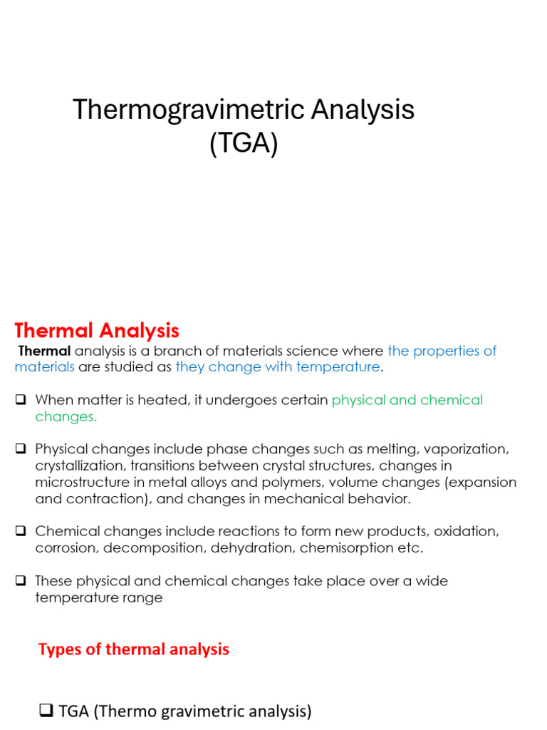 Thermogravimetric Analysis (TGA) Guide | PDF | Thermogravimetric ...