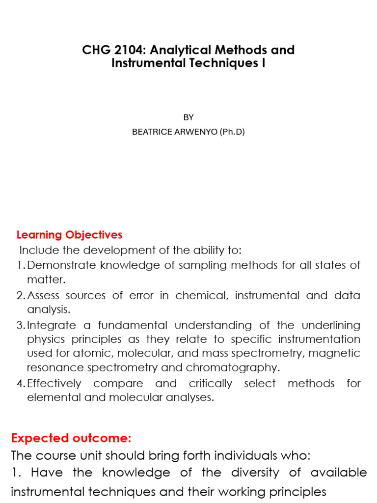 Analytical Methods & Techniques I Course | PDF | Accuracy And Precision ...