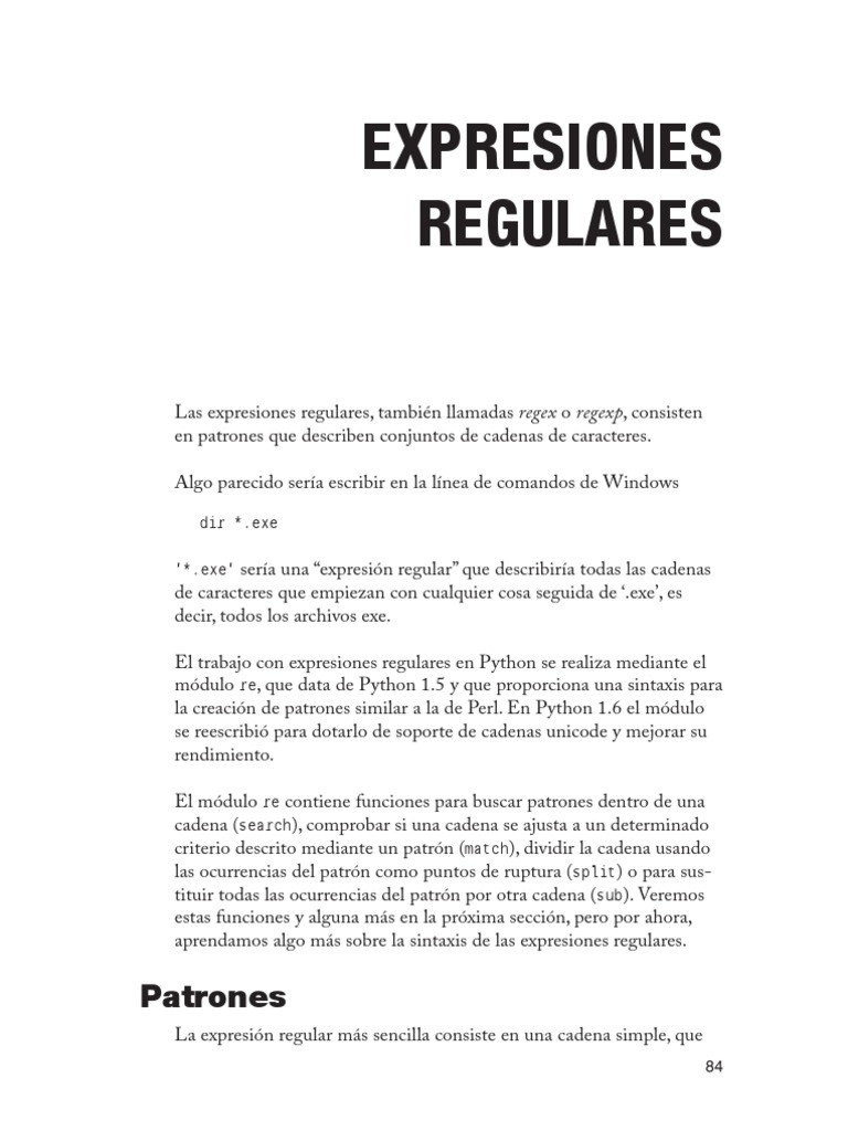 Python Expresiones Regulares | PDF | Expresión regular | Python ...