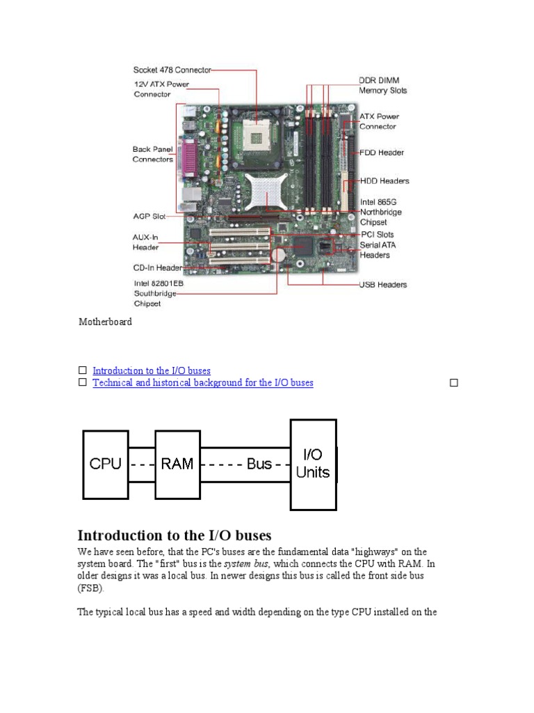 Introduction To The I/O Buses Technical and Historical Background For ...