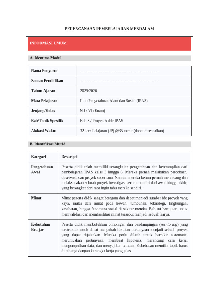 Proyek Akhir IPAS untuk SD Kelas VI | PDF