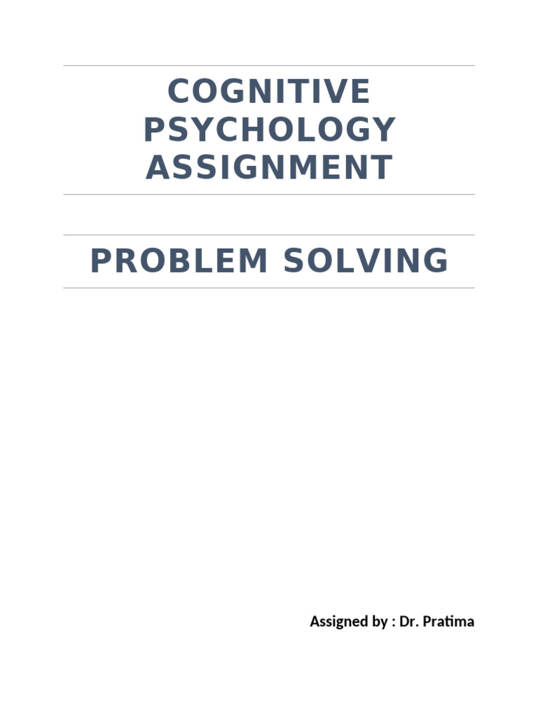 Problem Solving Methods in Psychology | PDF | Cakes