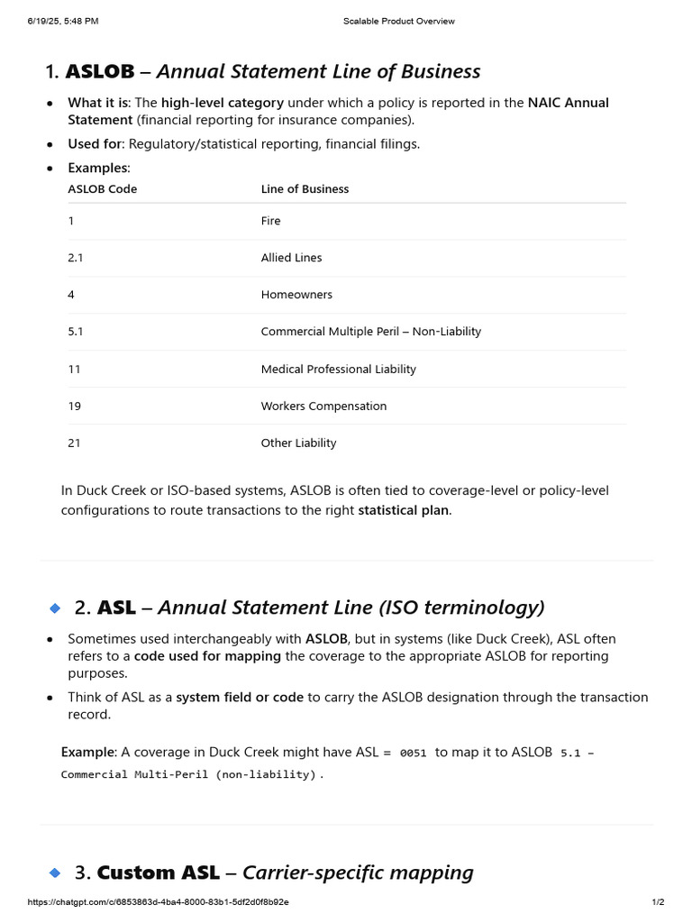Stat Reporting - ASL, ASLOB | PDF | Insurance | Home Insurance