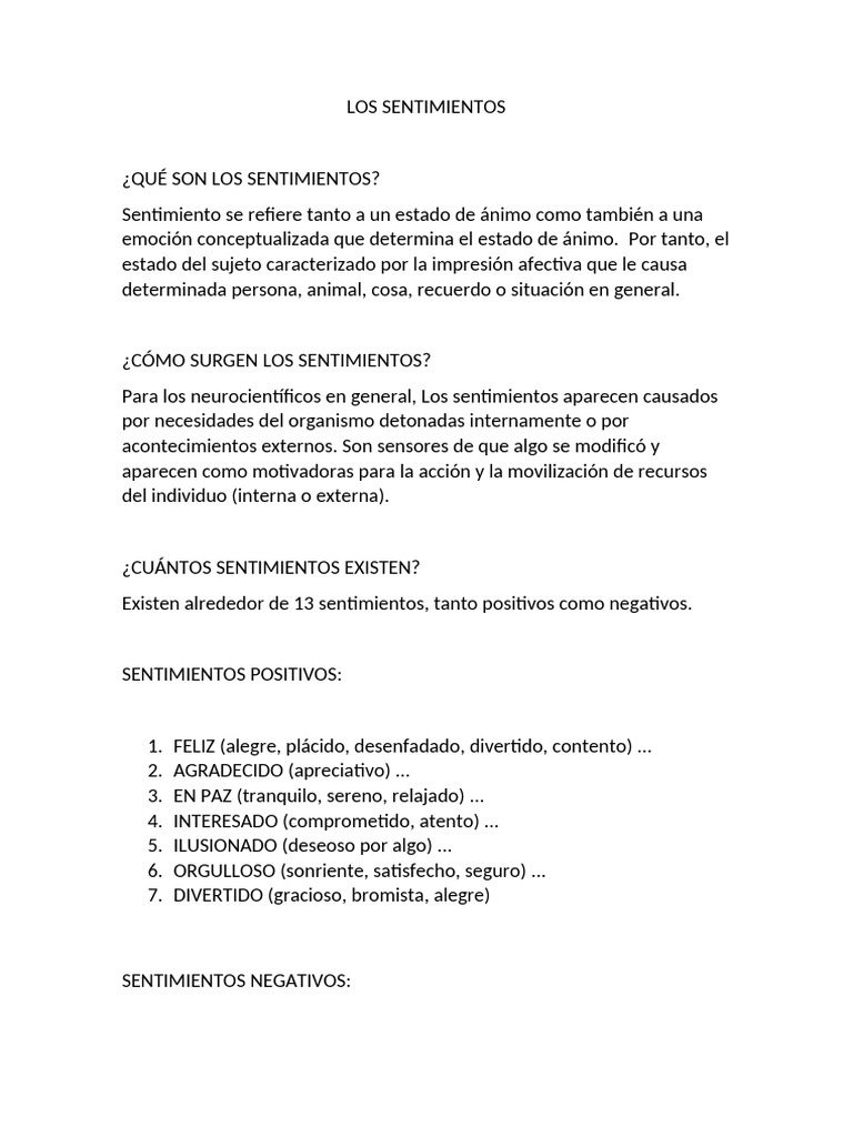 Los Sentimientos | PDF