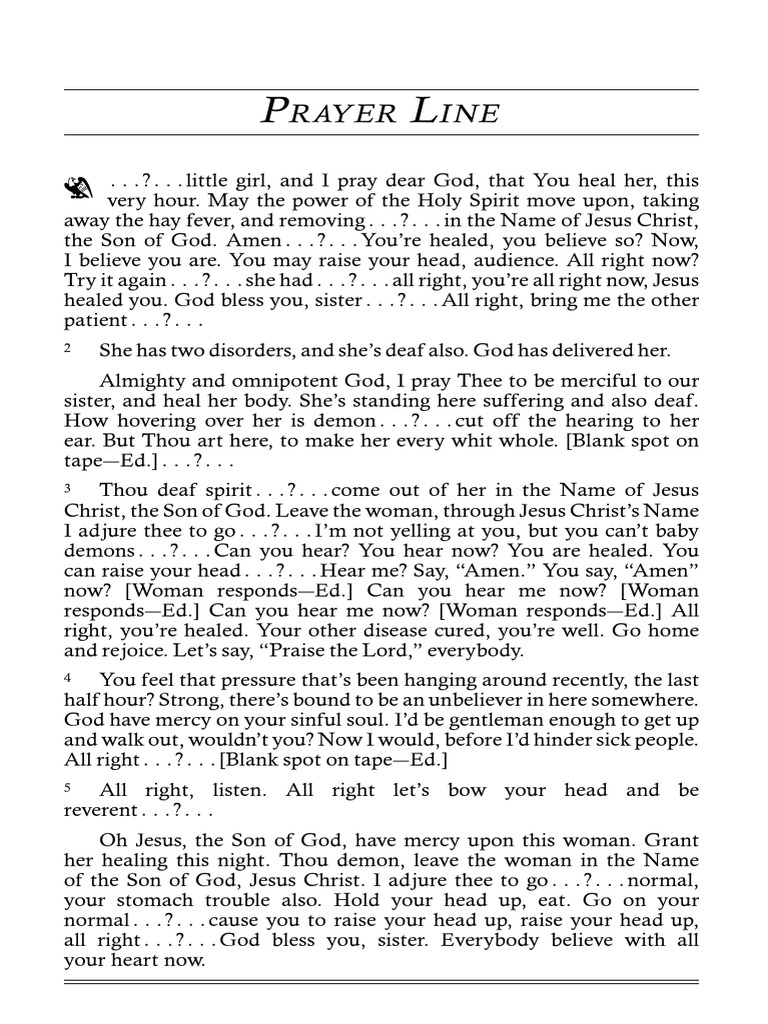 48-0000 Prayer Line | PDF | Prayer | Jesus