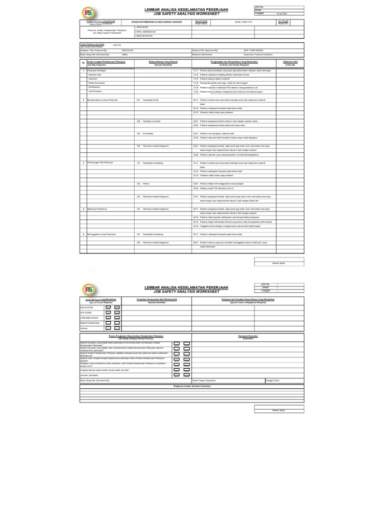 Analisis Keselamatan Pekerjaan Pemboran | PDF