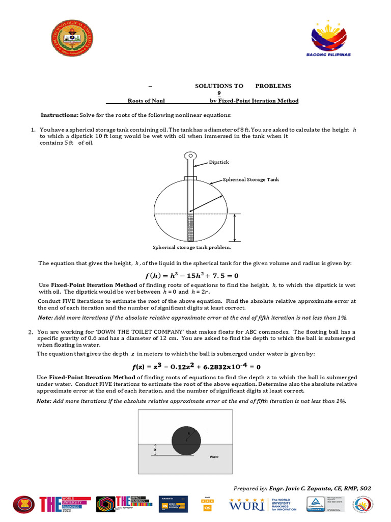 EMATH315 Plate No. 9 Solving Roots of Nonlinear Equations by Fixed ...