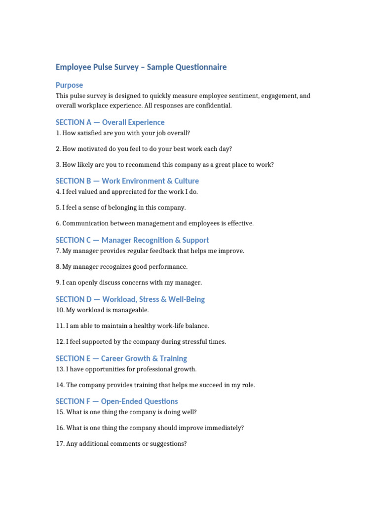 Employee Pulse Survey | PDF