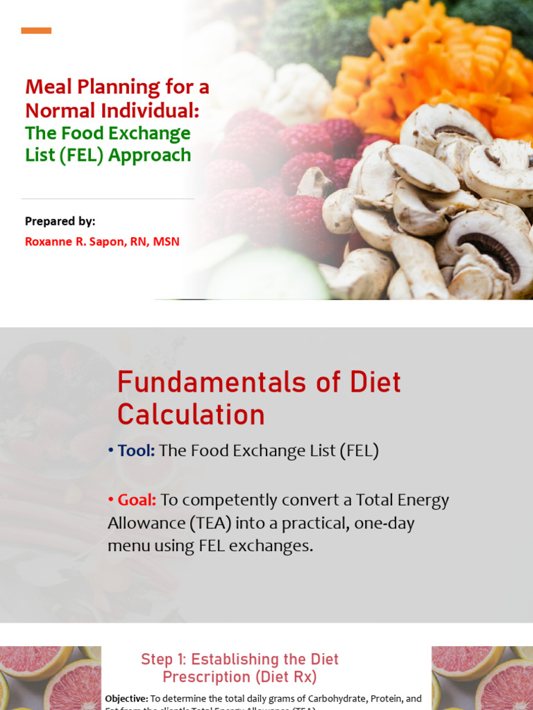 Meal Planning with Food Exchange List | PDF | Dieting | Calorie