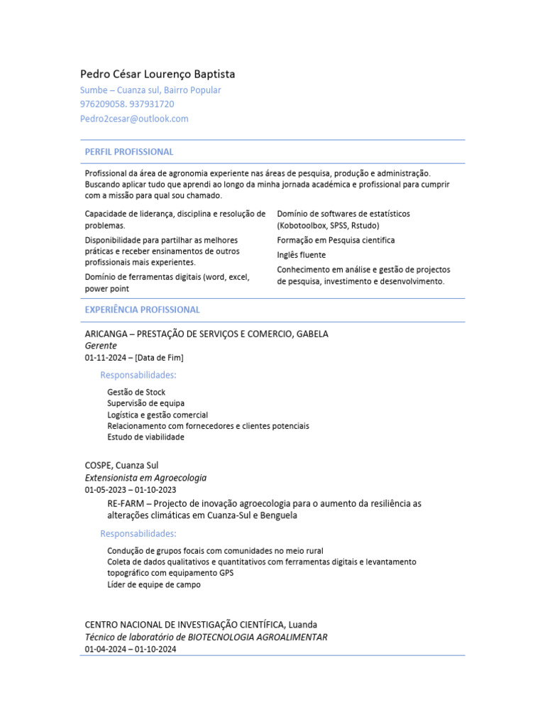Curriculum Pedro César | PDF