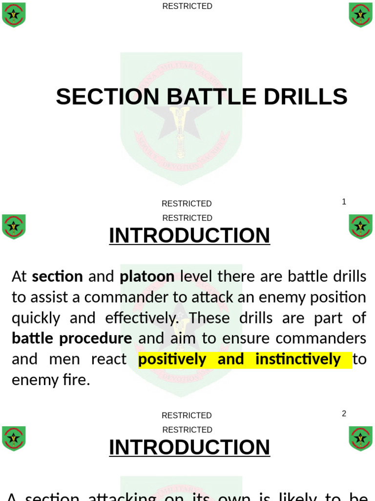 Section Battle Drills for Cadets | PDF | Battles | Warfare