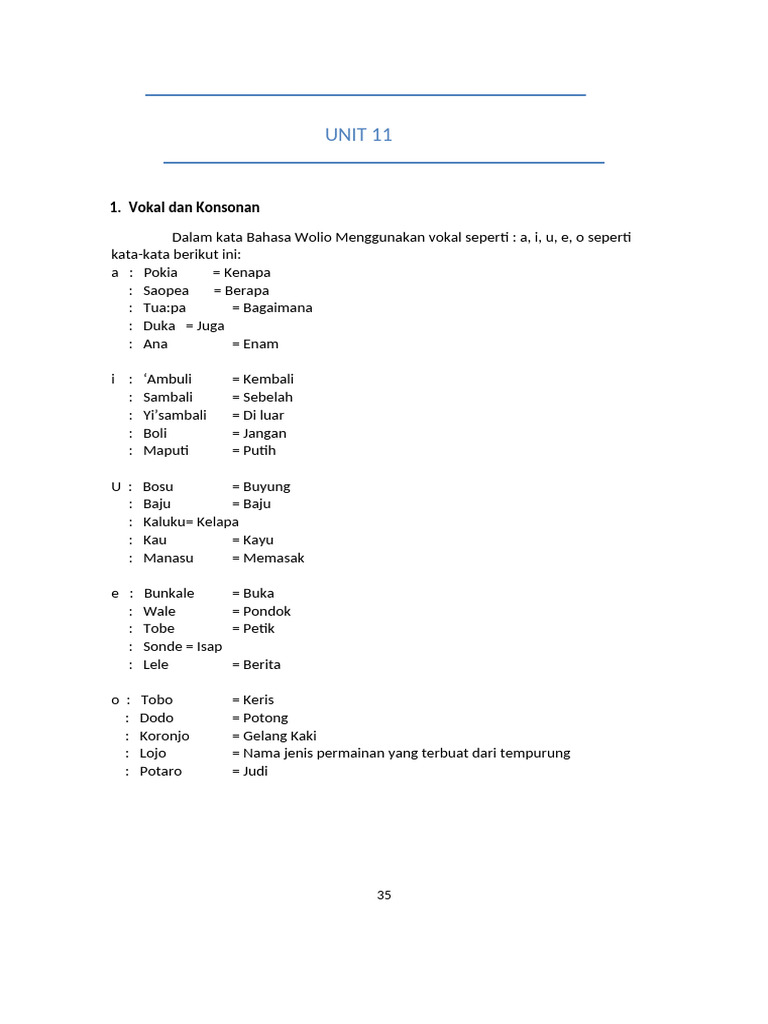 Panduan Vokal dan Konsonan Bahasa Wolio | PDF