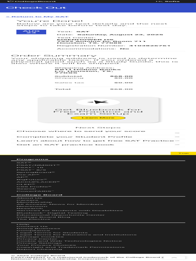 SAT Registration | PDF | Educational Organizations | Educational ...