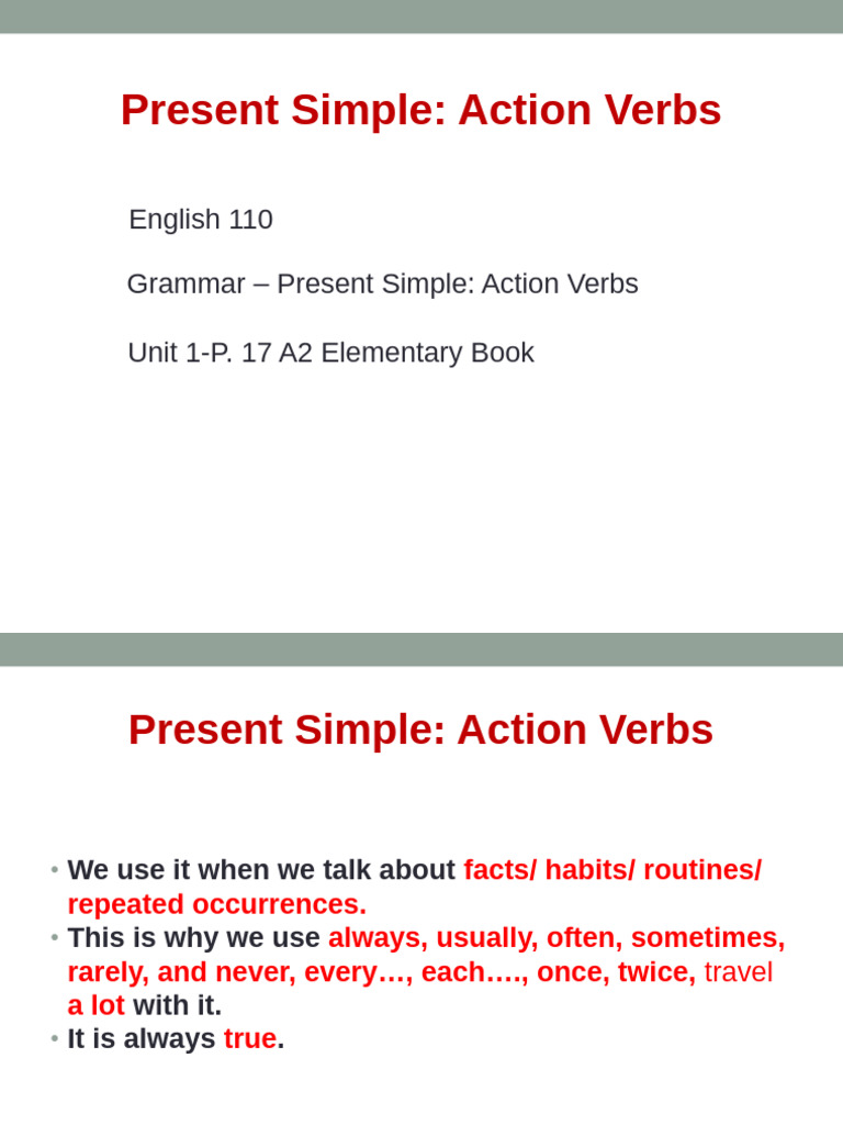 Present Simple Action Verbs Guide | PDF