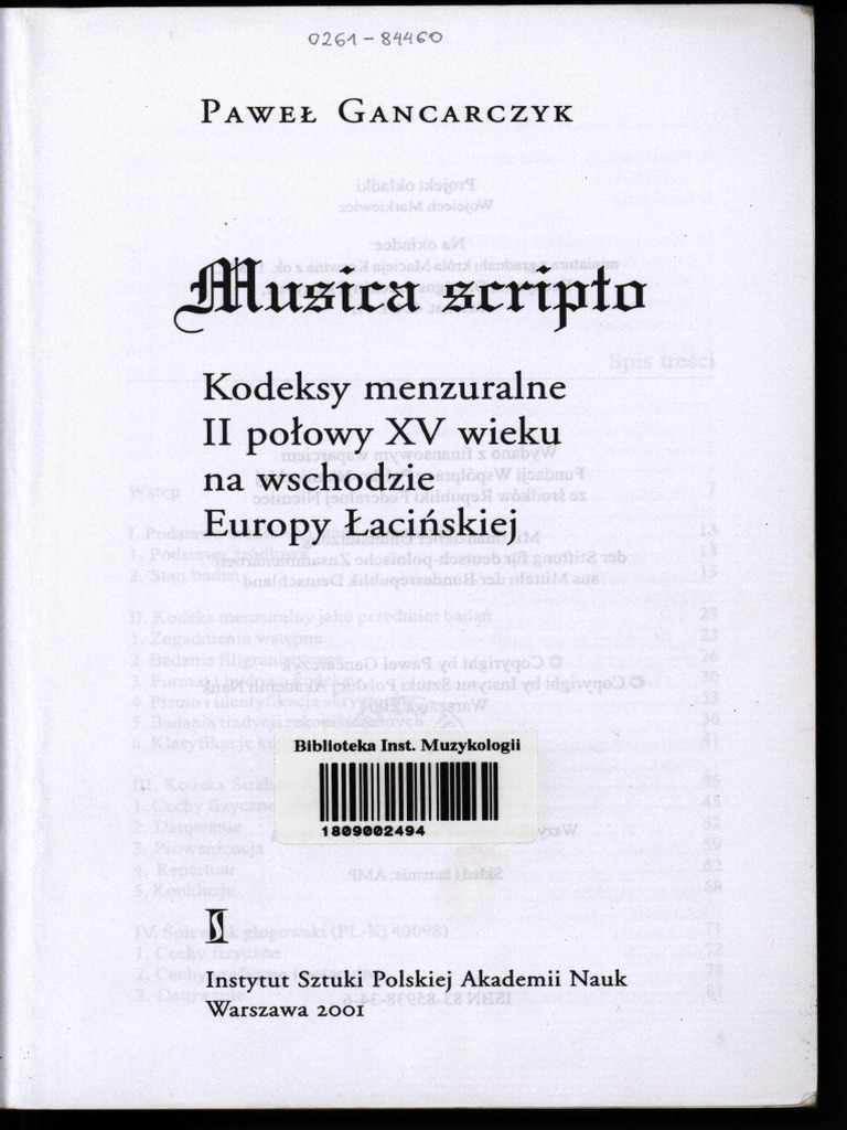 Gancarczyk Musica Scripto | PDF