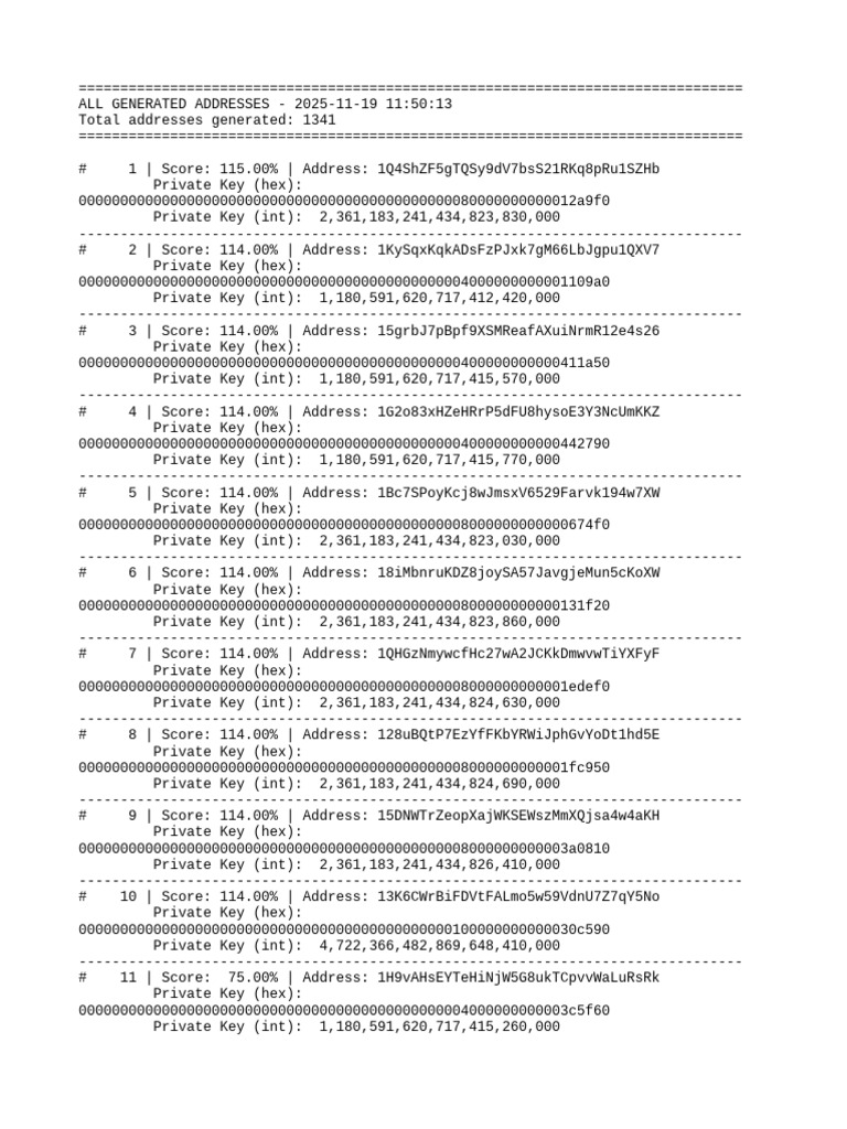 Generated Bitcoin Addresses List | PDF