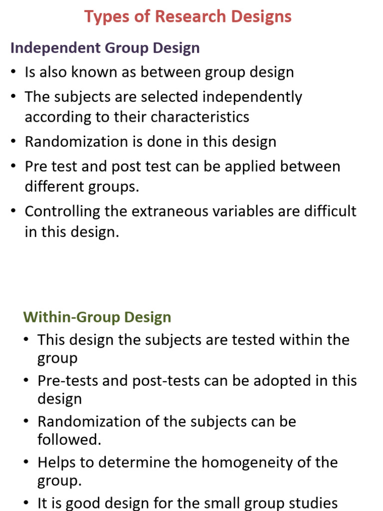 Types of Research Designs | PDF | Experiment | Statistics