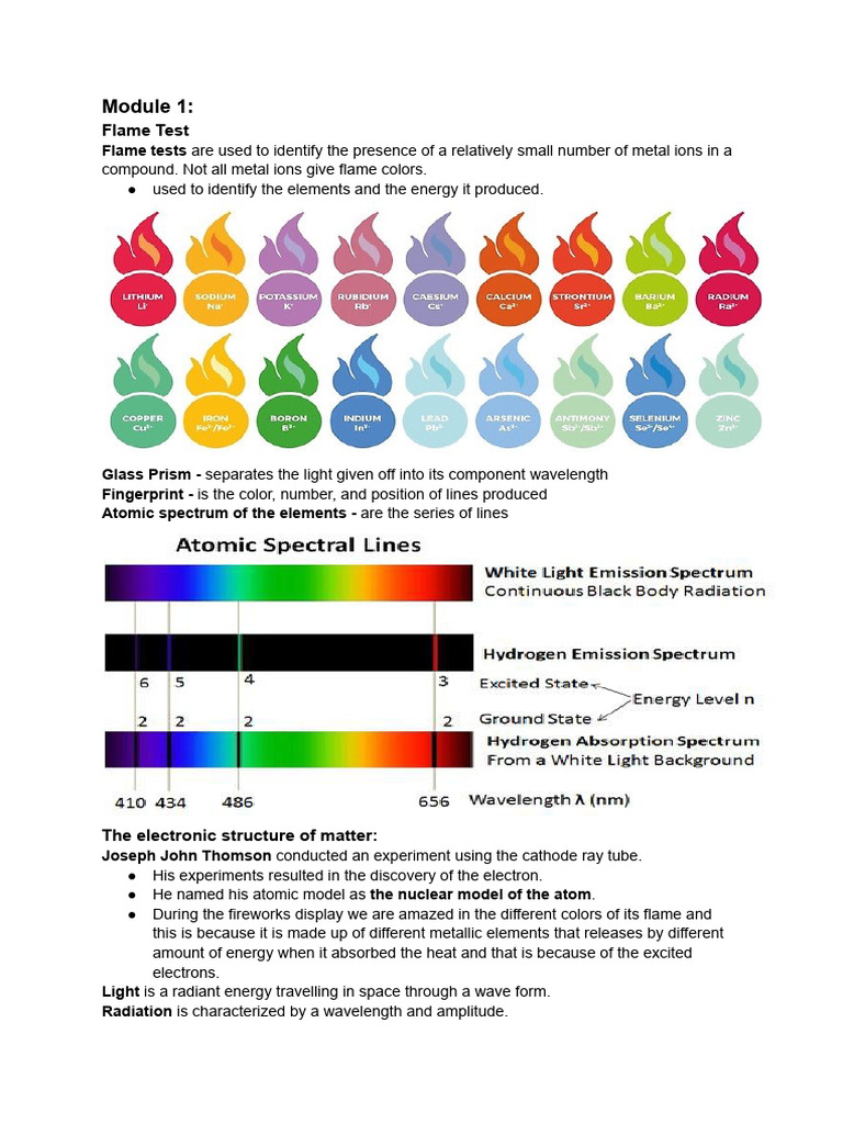 Flame Test and Atomic Structure Overview | PDF | Mole (Unit) | Ion