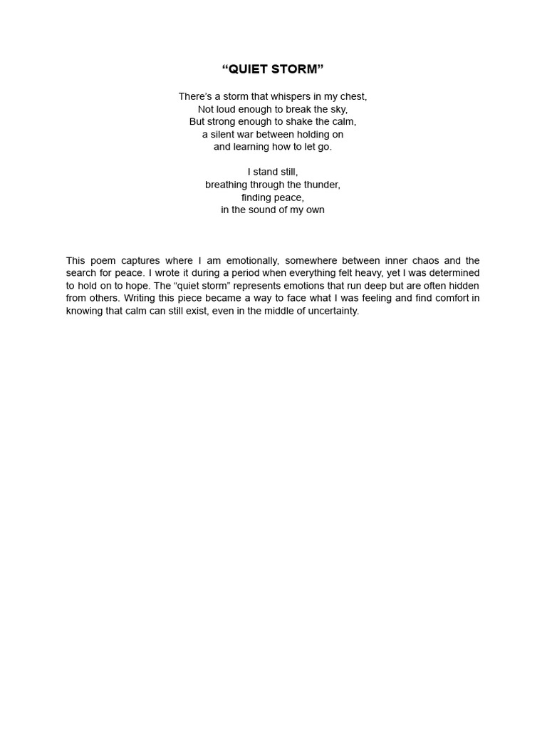 Quiet Storm: A Poem of Inner Peace | PDF
