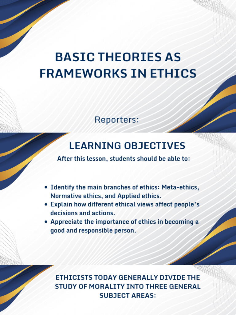Lesson 1 - Basic Theories as Frameworks in Ethics | PDF | Ethical ...