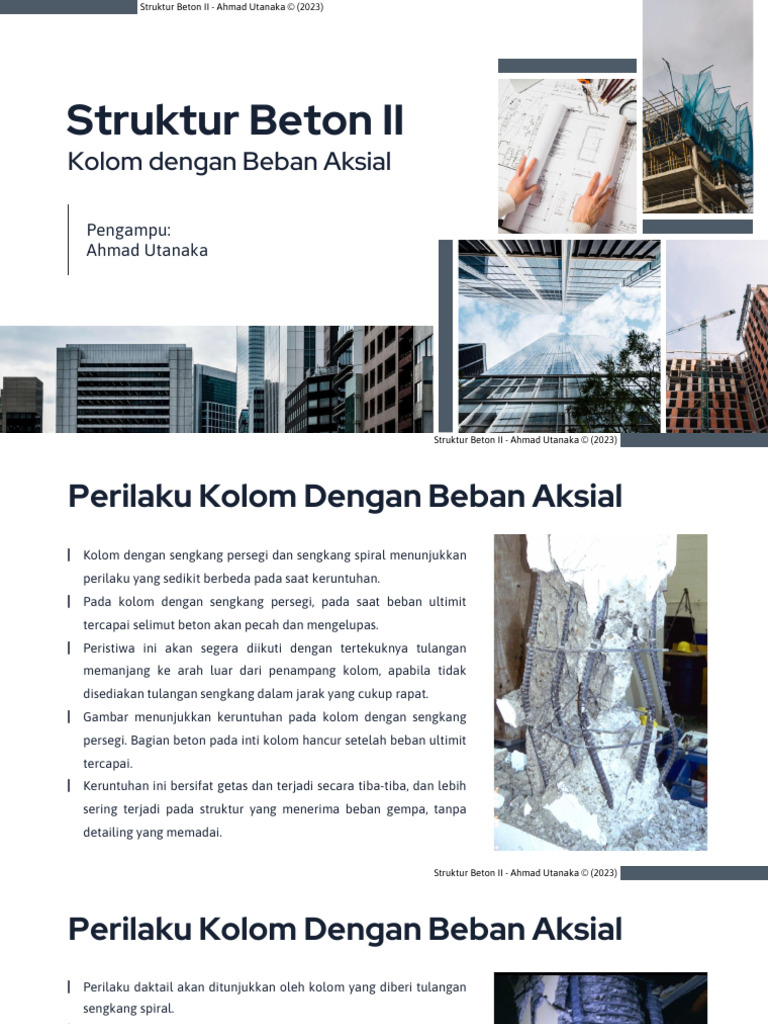 Perilaku Kolom Beton dengan Beban Aksial | PDF