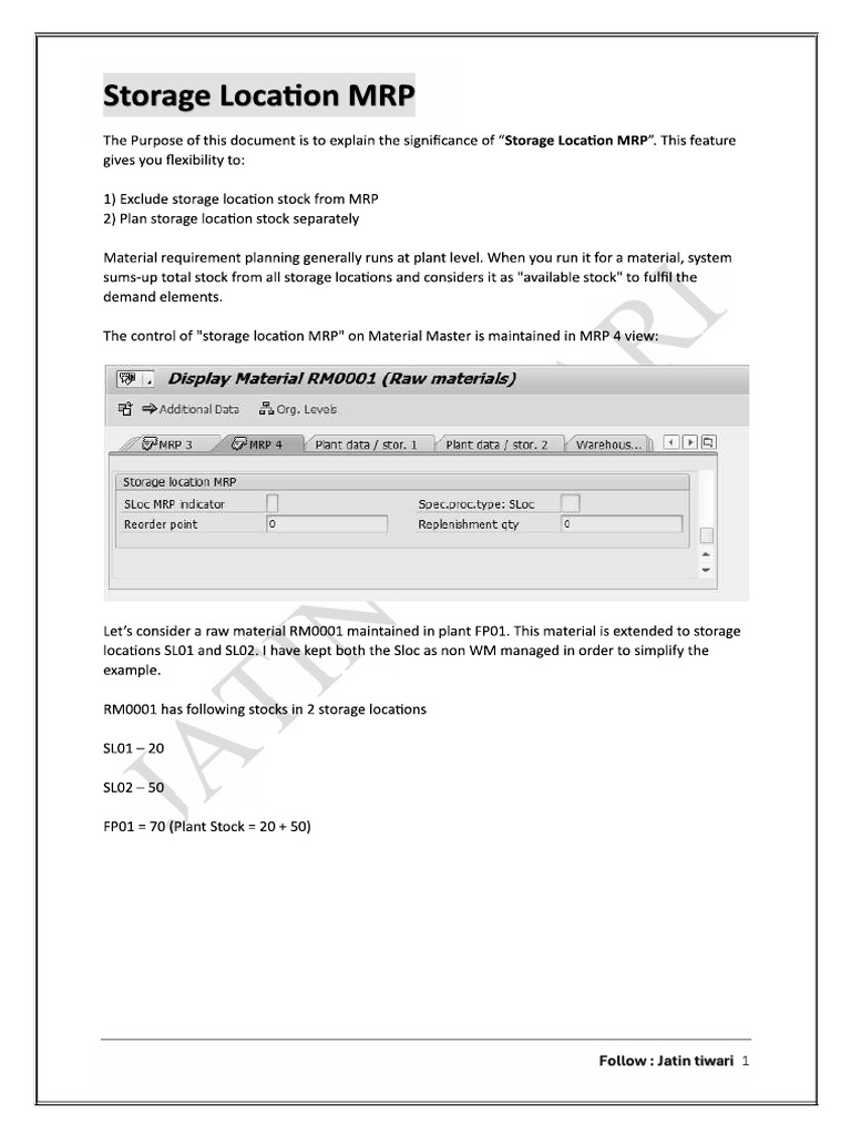 MRP Exclude Storage Location Stock | PDF