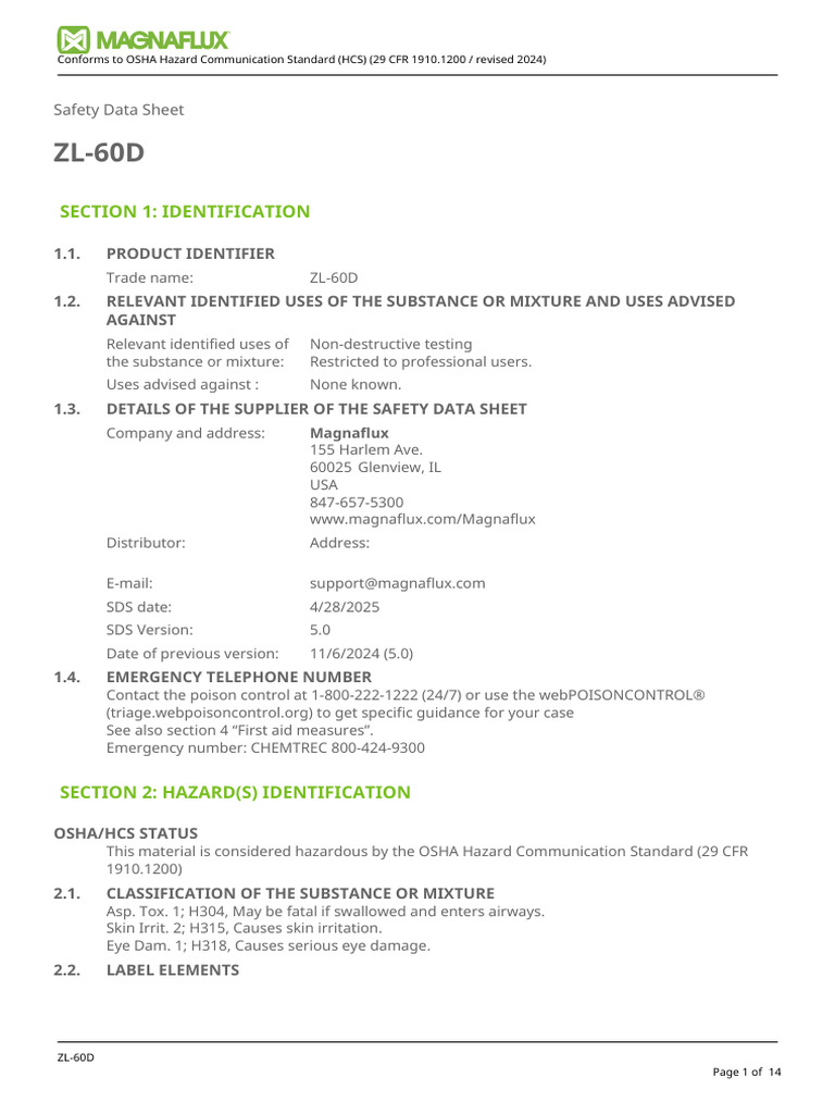 1749424_Magnaflux_ZL-60D_US-en_v5_0 | PDF | Personal Protective ...