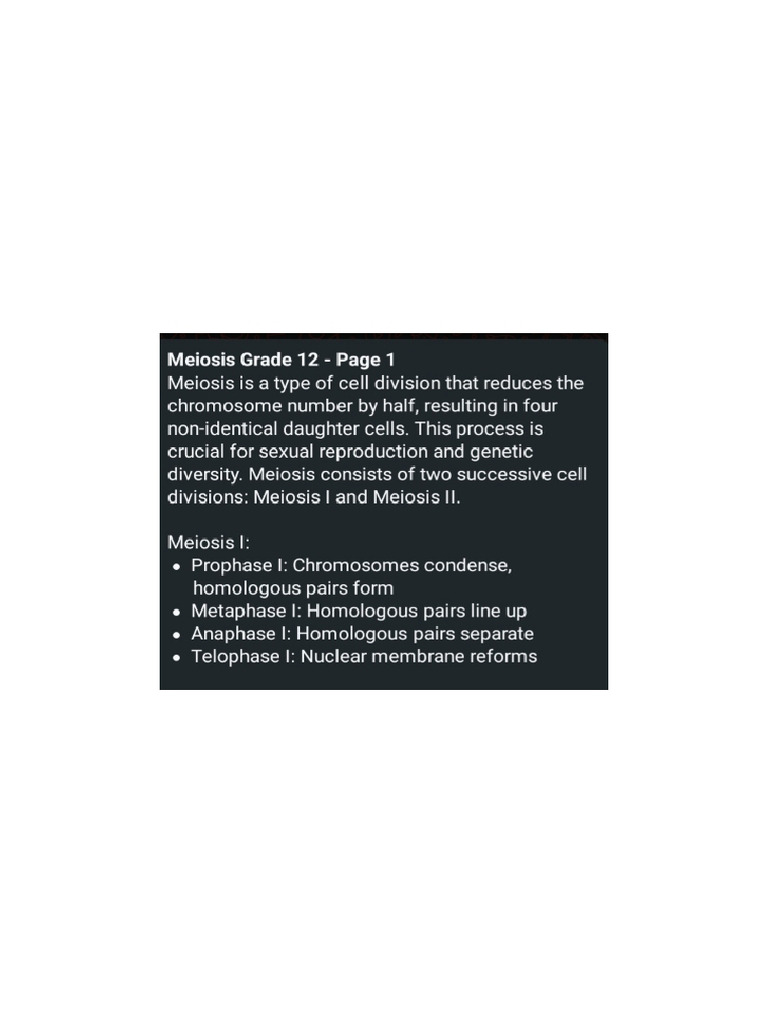 Meosis Grade 12 | PDF