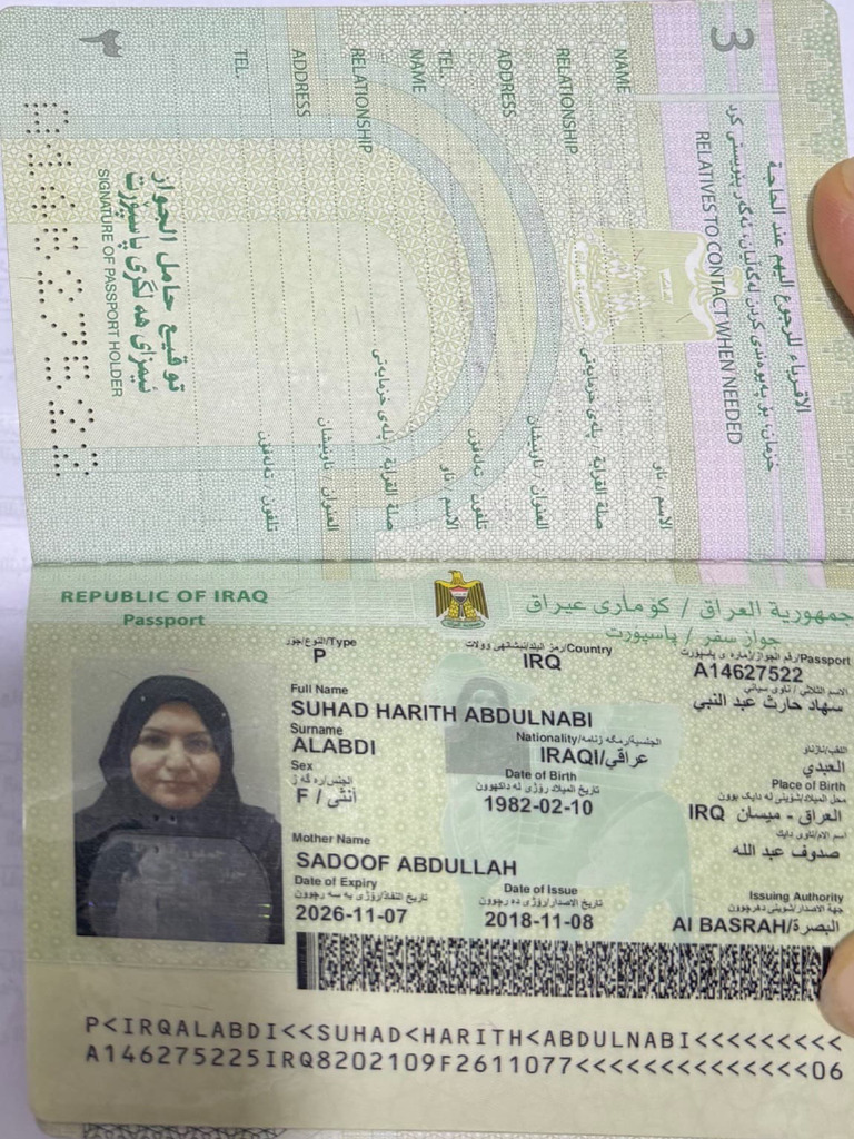 Iraqi Passport Details for Suhad Alabdi | PDF
