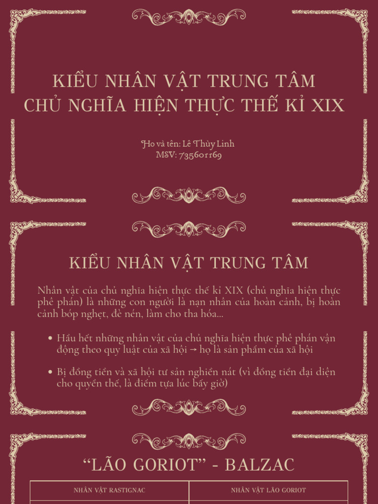 Nhân Vật Trung Tâm CNHT TK 19 (CNHT Phê Phán) | PDF