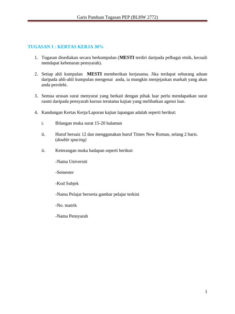 Format Tugasan Pep | PDF