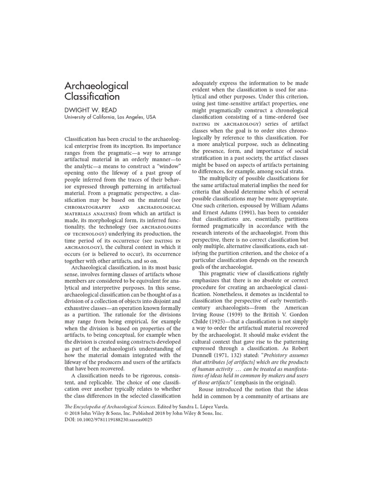Arch Classification Dwight Read | PDF | Archaeology | Artifact ...