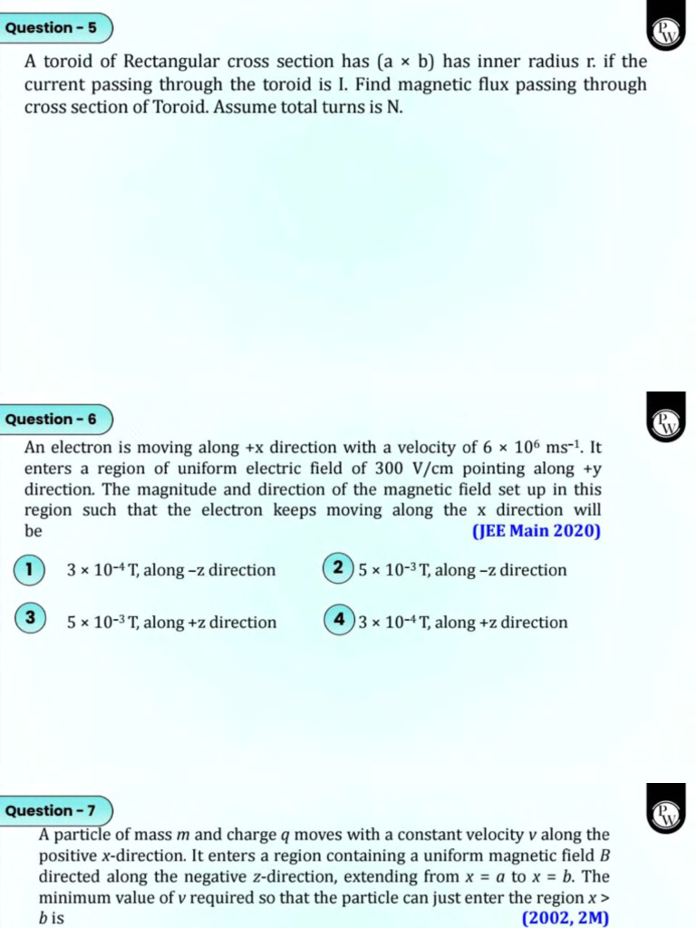 Moving Charge and Magnetism Jee Pyq | PDF
