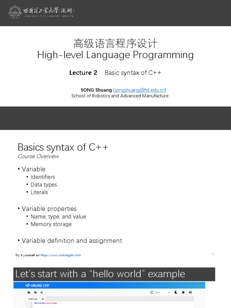 2. Basic syntax of Cpp | PDF | Integer (Computer Science) | Data Type