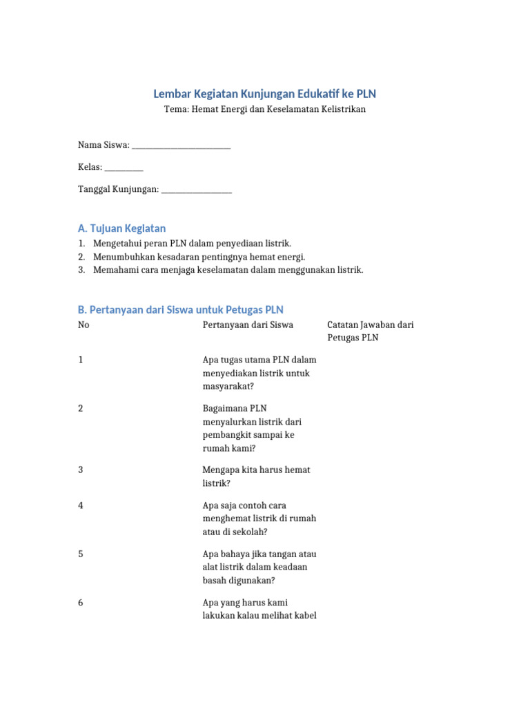 Lembar_Kunjungan_Edukatif_PLN | PDF