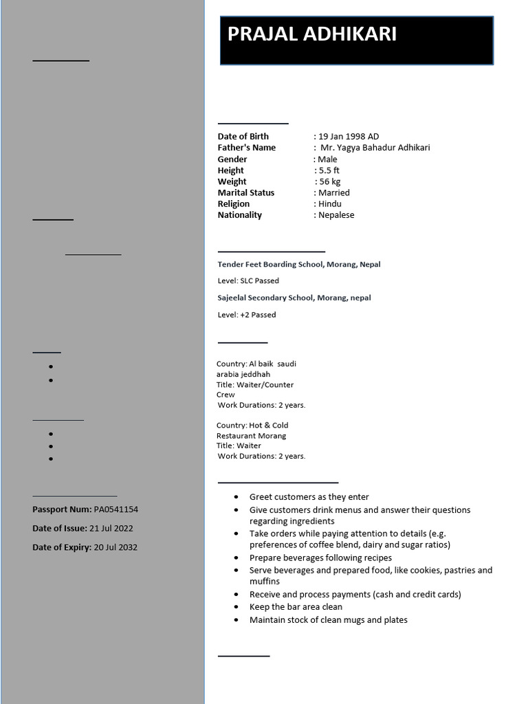 PRAJAL ADHIKARI CV | PDF | Nepal