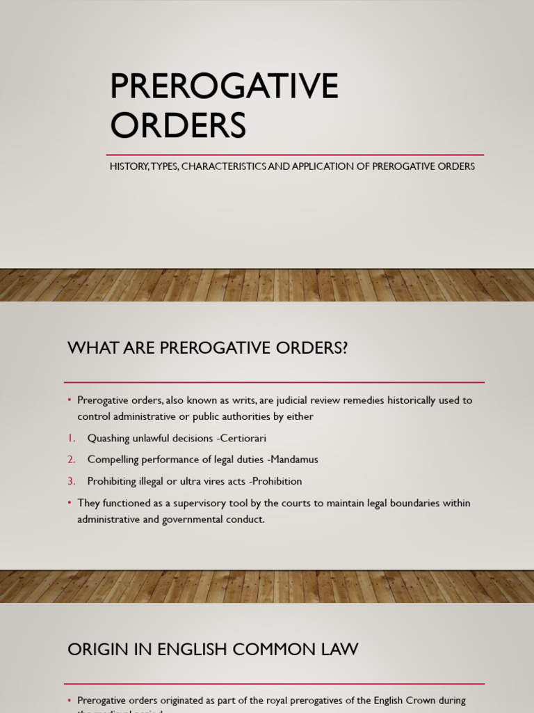 Understanding Prerogative Orders in Law | PDF | Certiorari | Mandamus