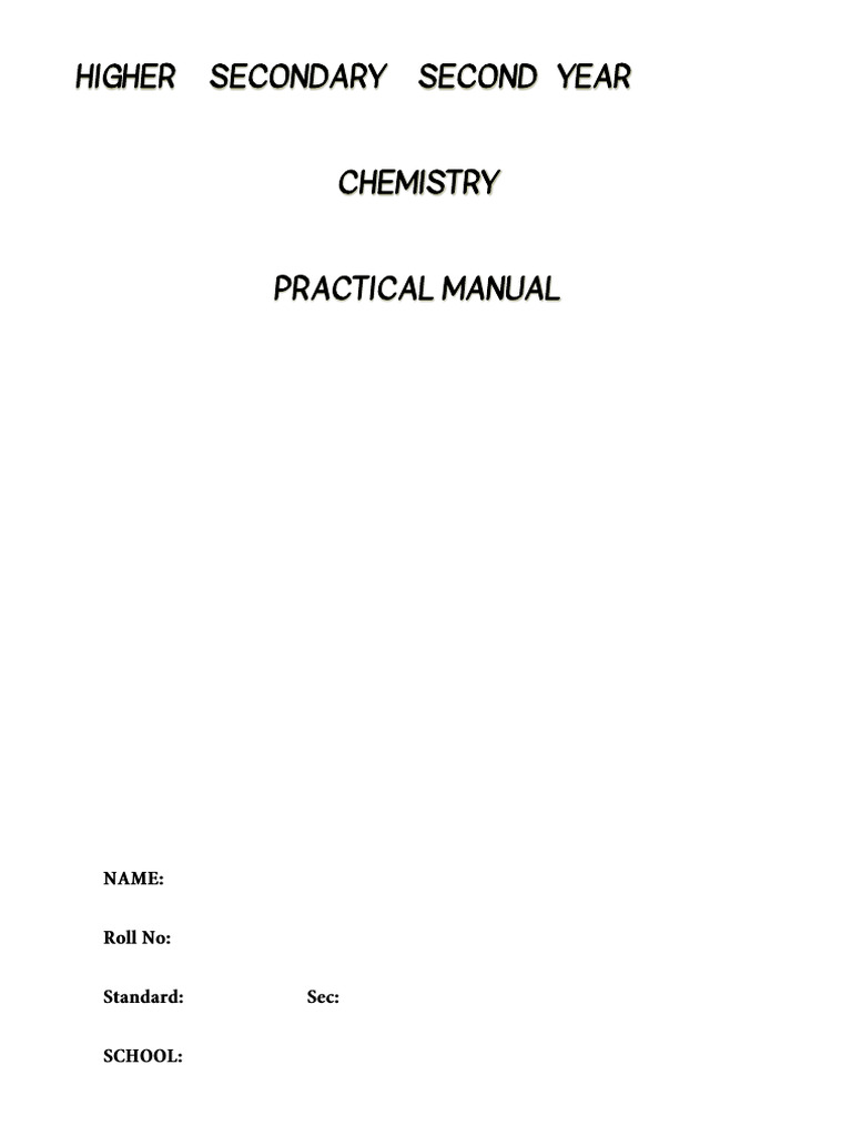 12 Std E.M Practical Manual 2024 -25 | PDF | Chemical Substances | Chemical Compounds