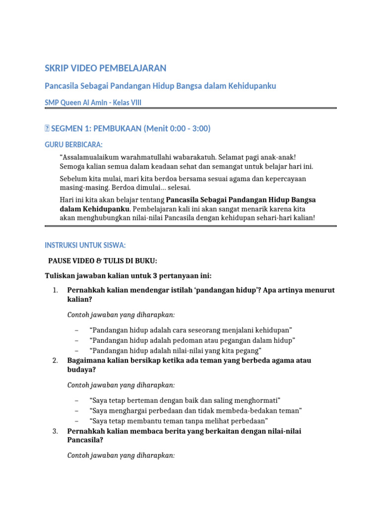 Video Pembelajaran Script (1) | PDF