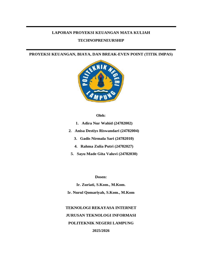 Laporan Proyeksi Keuangan Kelompok 4_TRI3A. | PDF