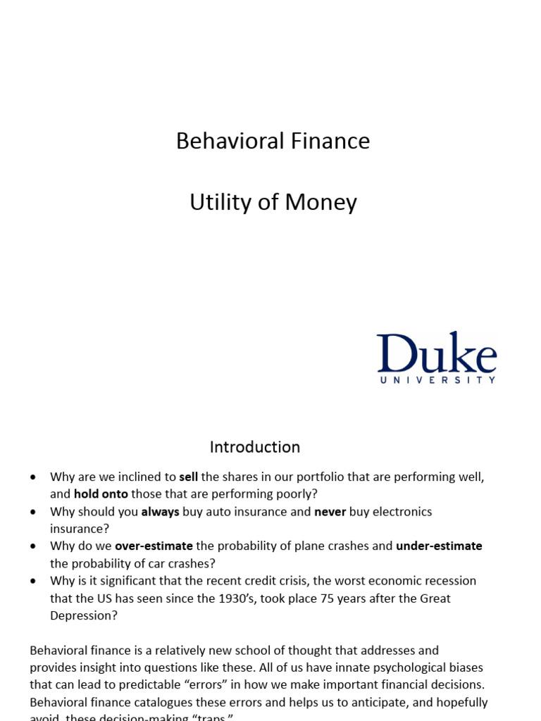 Utility of Money (1) | PDF | Utility | Behavioral Economics