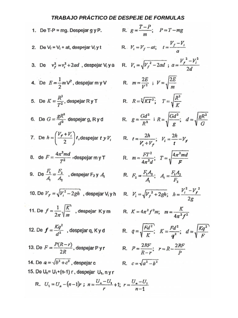 Despeje de Formula | PDF