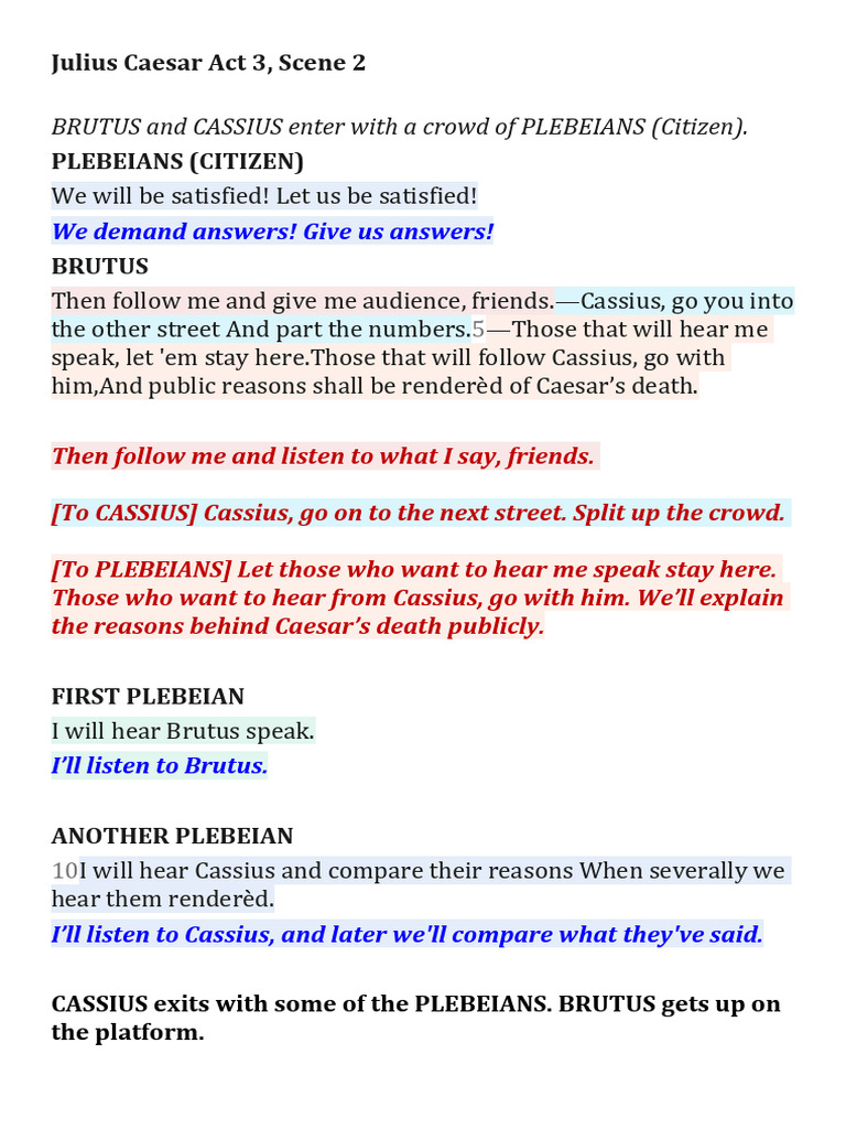 Julius Caesar - Act 3 SC II - Paraphase | PDF | Augustus | Mark Antony