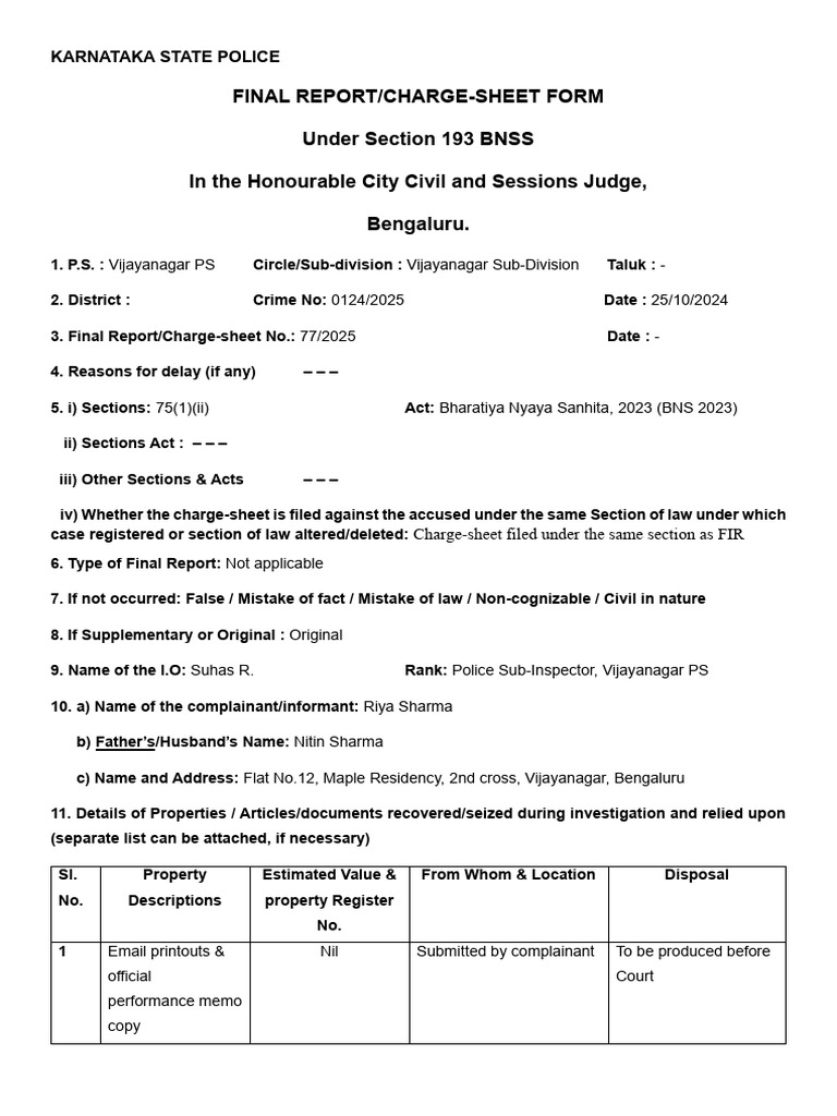 Charge Sheet | PDF | Bail | Arrest