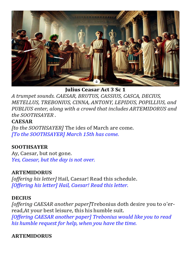 Julius Ceaser _ Act 3 Sc 1 Explanation | PDF | Julius Caesar