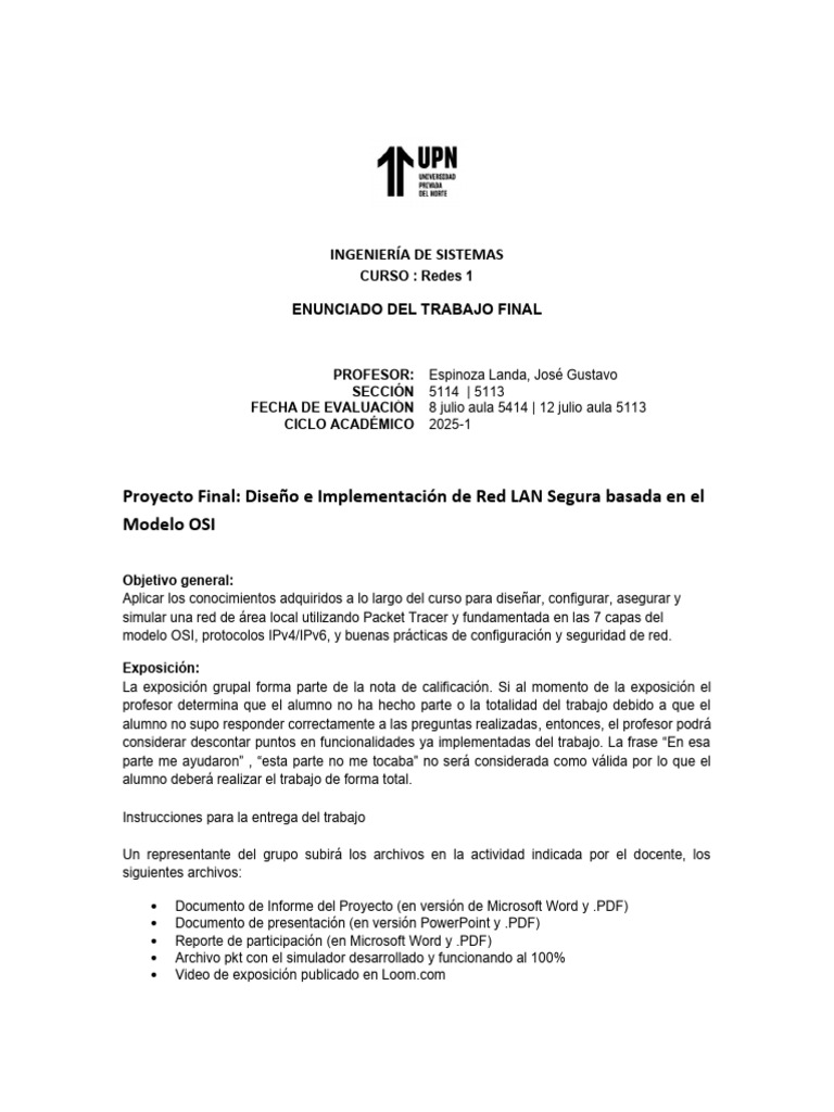 Proyecto Redes 1 CCNA OSI (1) | PDF | Dirección IP | Enrutador ...