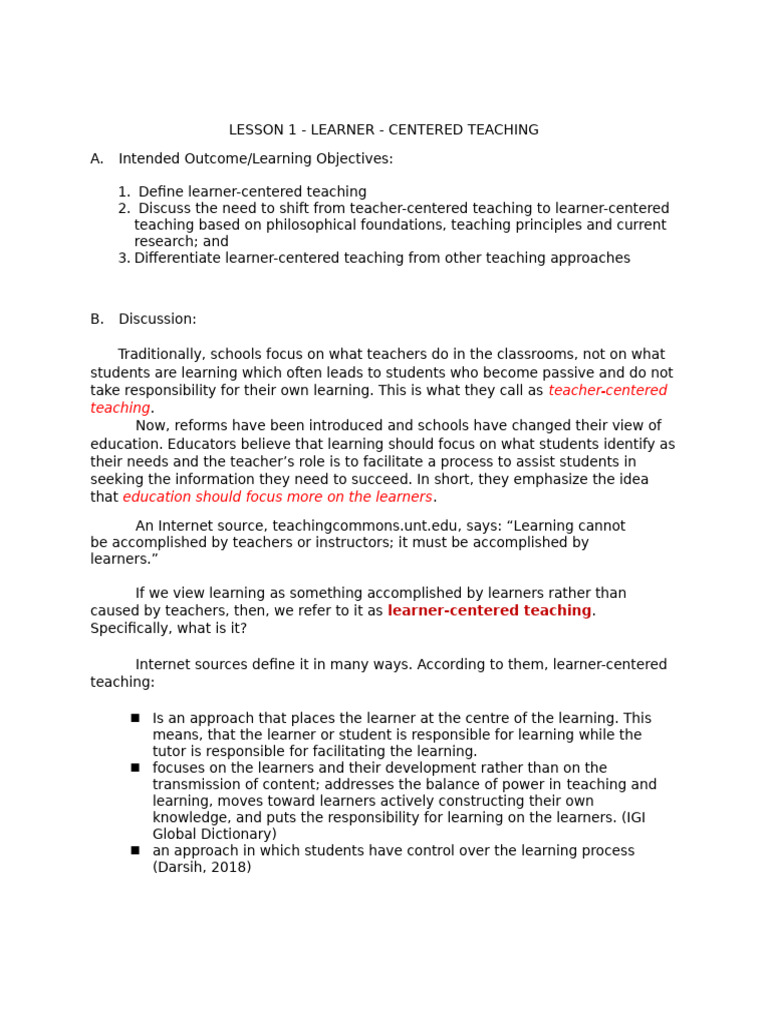 Understanding Learner-Centered Teaching | PDF | Educational Assessment ...