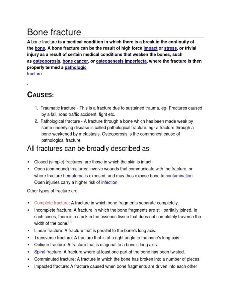 Bone Fracture | PDF | Medical Specialties | Diseases And Disorders