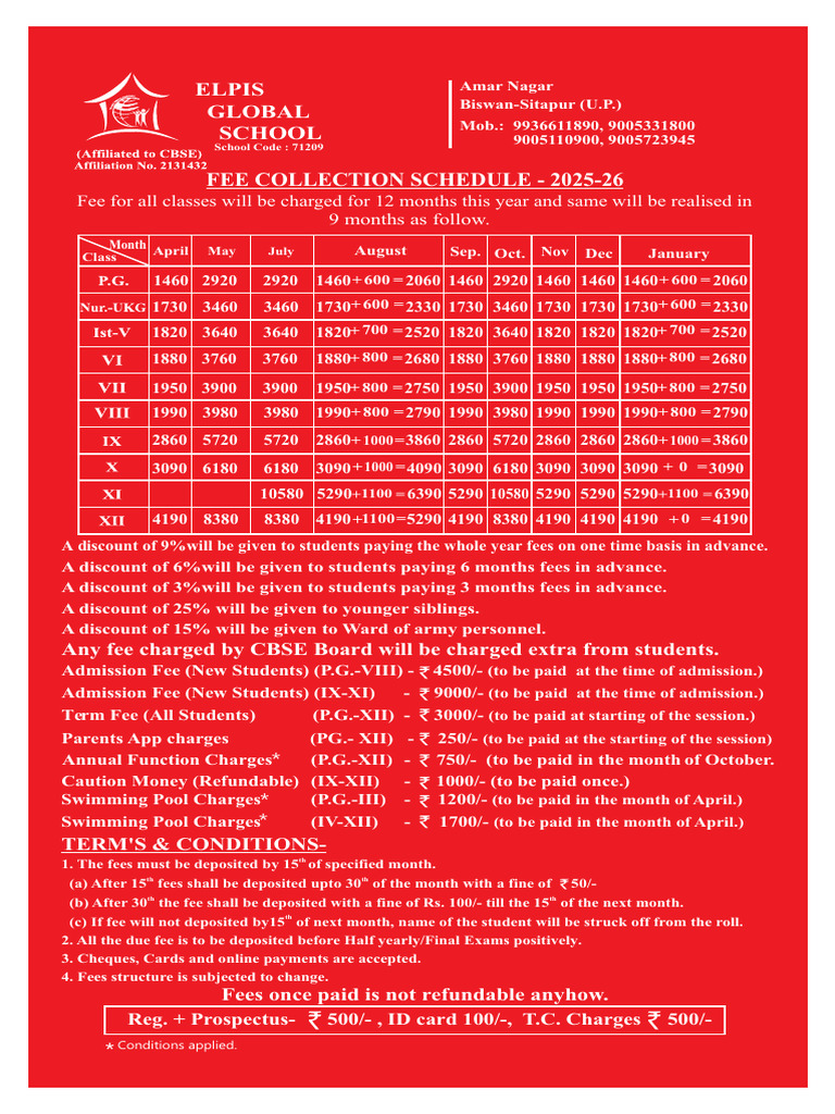 Colour Fee Schedule PDF 1 | PDF | Payments | Services (Economics)