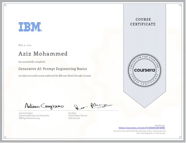 Coursera Generative AI Prompt Engineering Basi | PDF